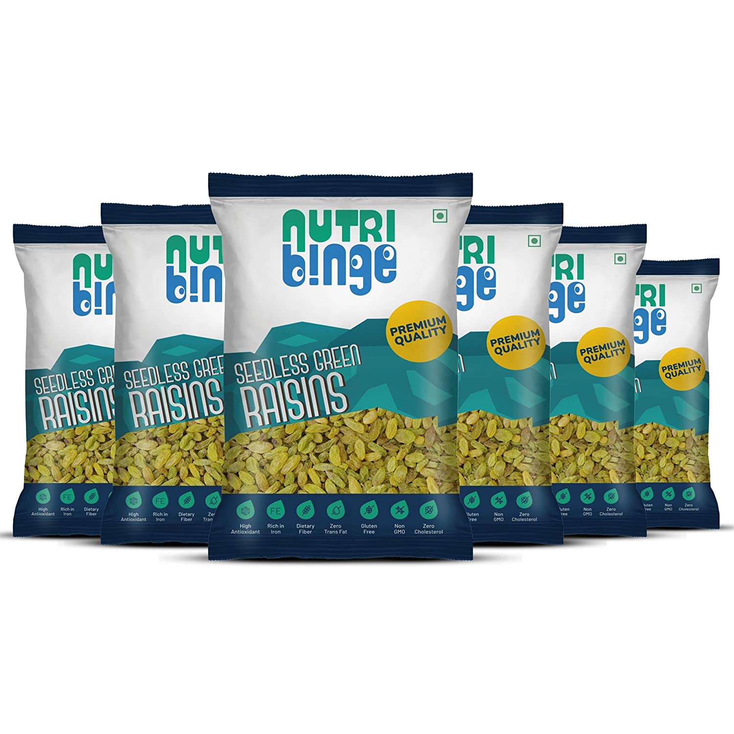 Premium Seedless Green Raisins 100g each (Pack of 6)